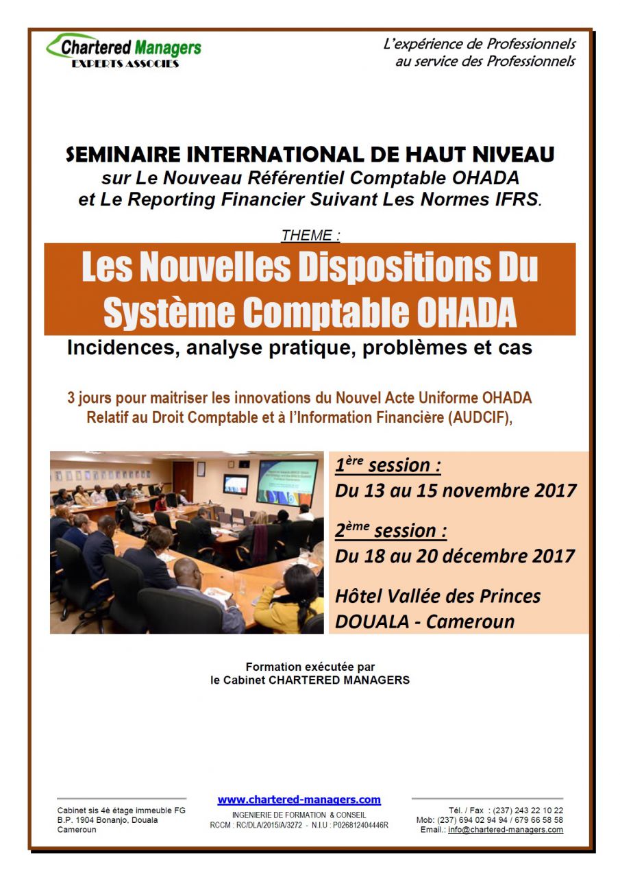 Actualité - Sessions de formation sur le nouveau référentiel comptable ...